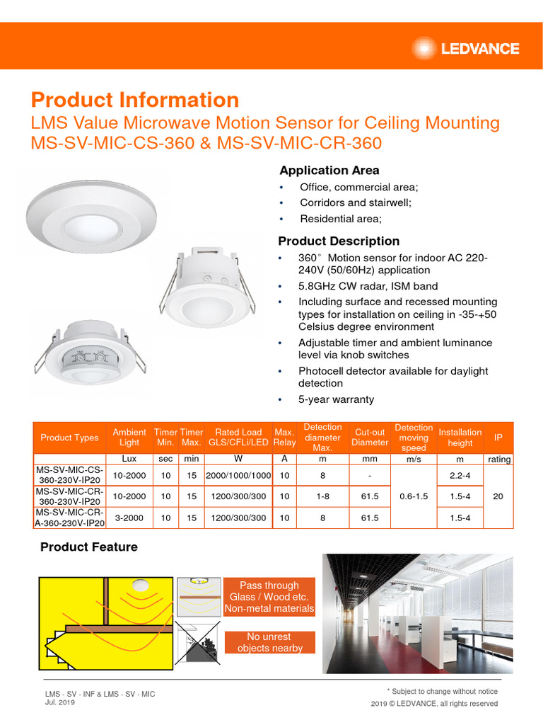 Item 1-Ledvance Microwave Sensor | PDF | Electrical Engineering | Physical Sciences