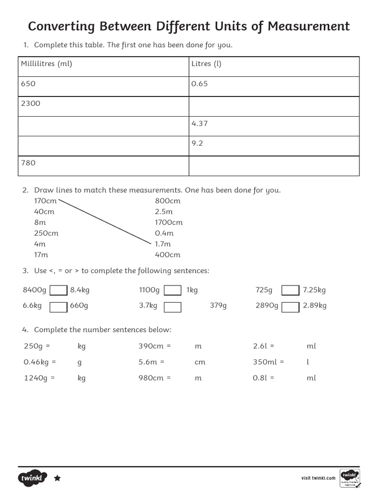 T2 M 4635 KS2 Converting Measurements Worksheets - Ver - 3 | PDF ...
