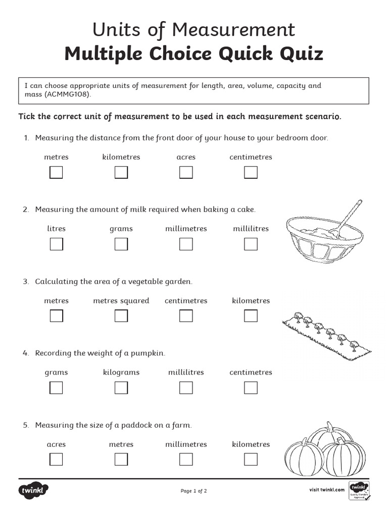 Au t2 M 4168 Units of Measurement Multiple Choice Quick Quiz Activity ...