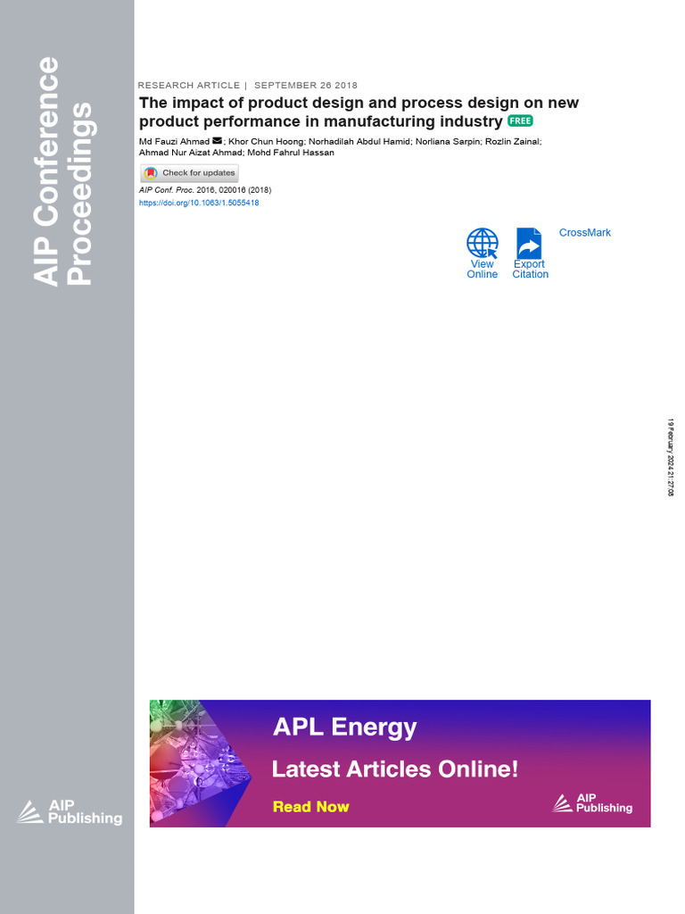 The Impact of Product Design and Process Design On New | PDF | Mean ...