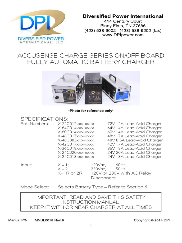 DPI Accusense Battery Chager | Download Free PDF | Battery Charger ...