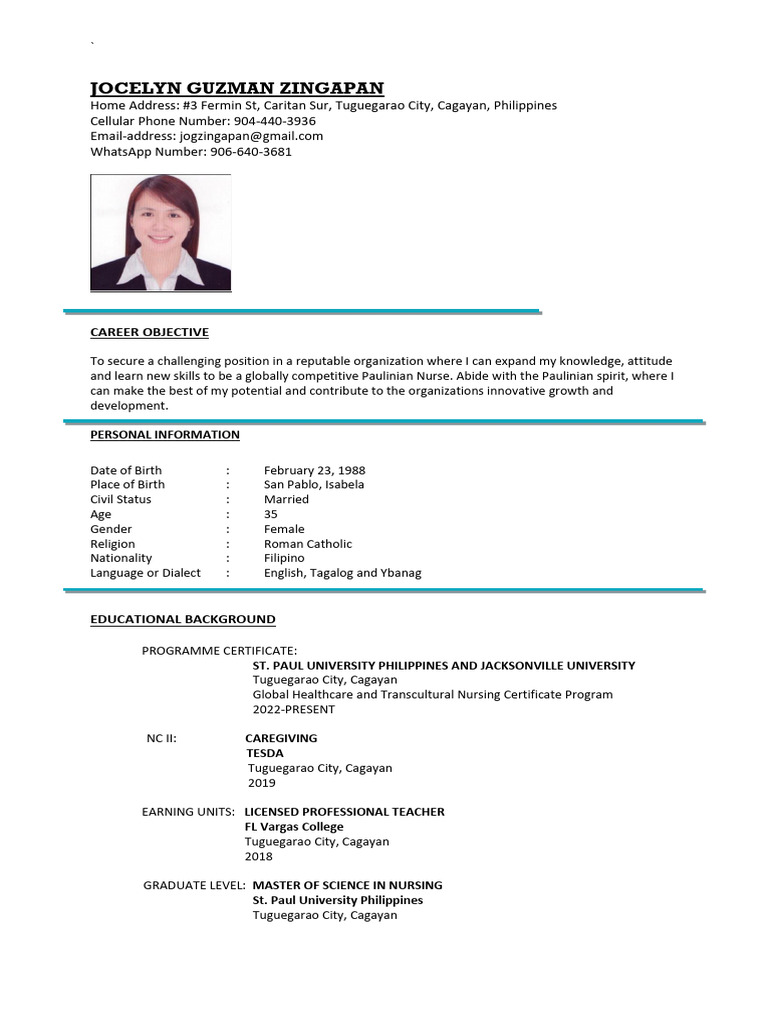 Jocelyn G. Zingapan RESUME | PDF