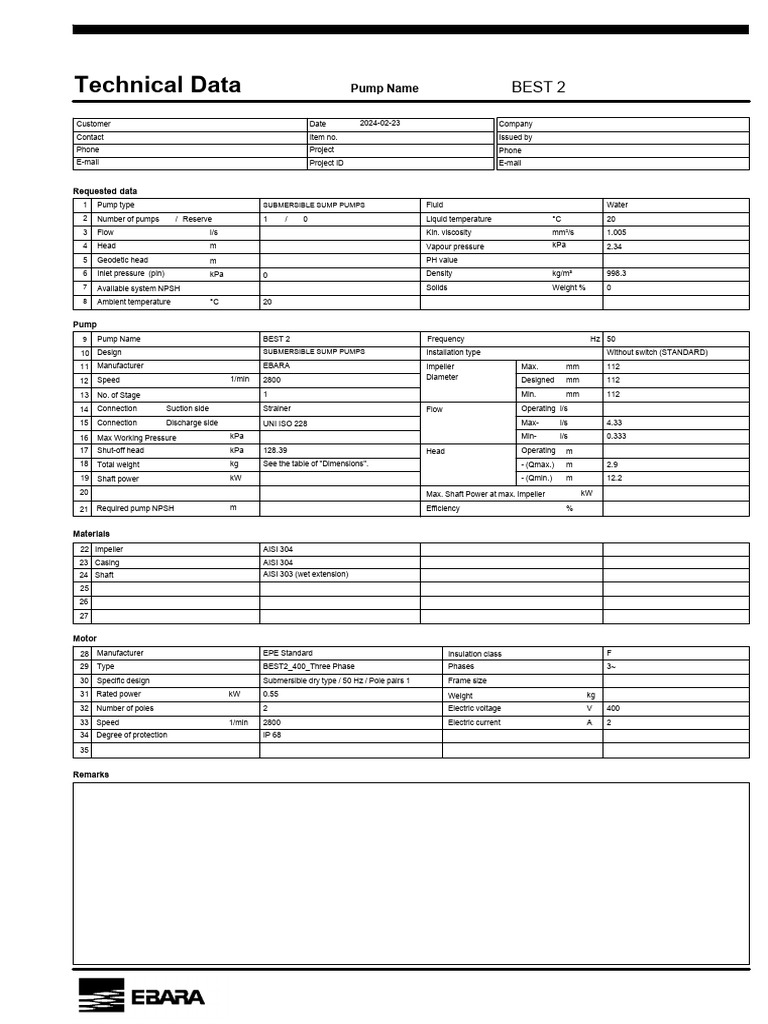 Data Sheet BEST 2 | PDF
