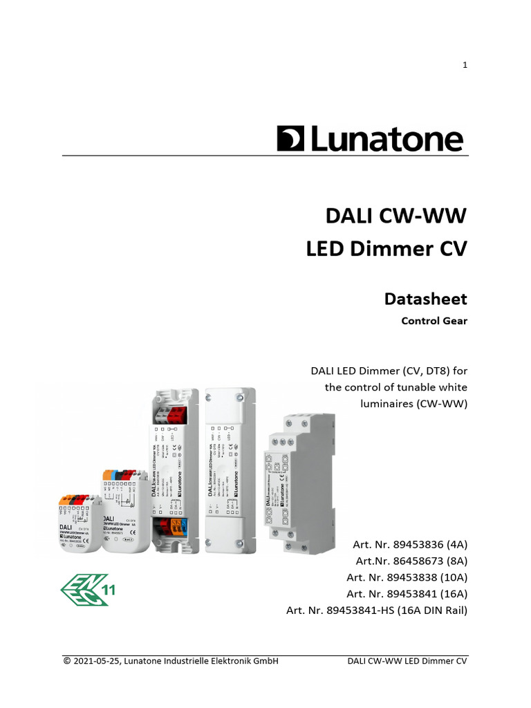 DALI CW-WW LED Dimmer CV SD2 EN D0023 | PDF | Equipment | Electricity