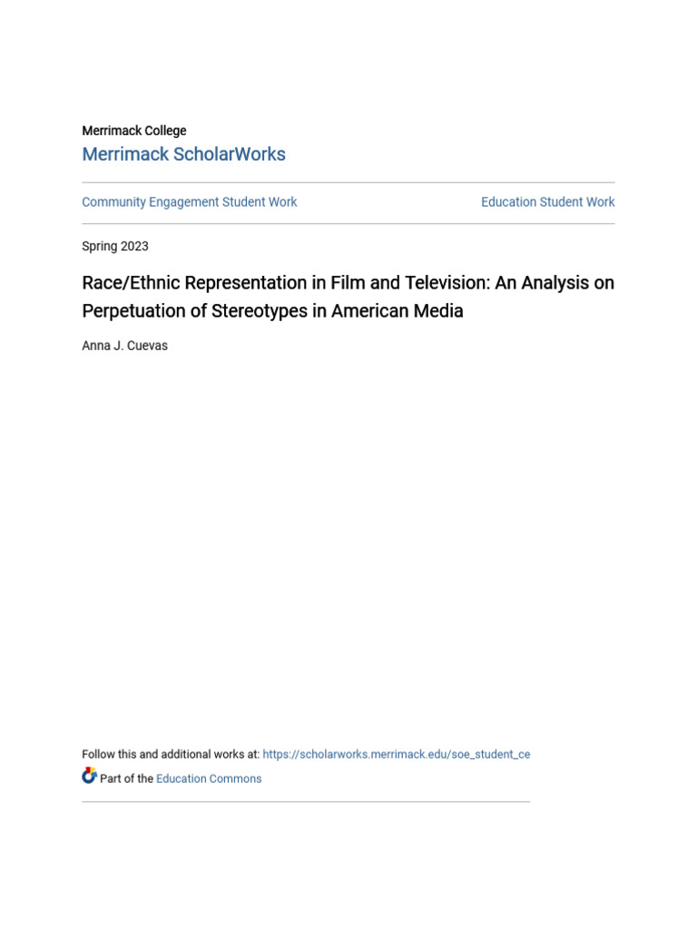 Race - Ethnic Representation in Film and Television - An Analysis On | PDF
