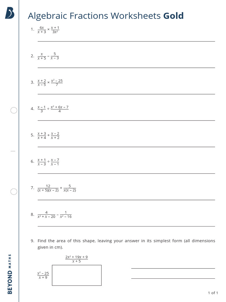 KS3 Algebraic Fractions Practice | PDF