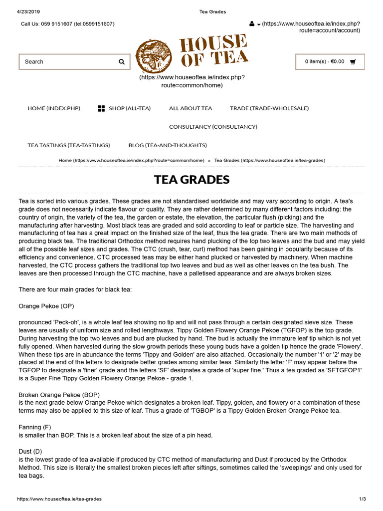 Tea Grades | Download Free PDF | Non Alcoholic Drinks | Caffeinated Drinks