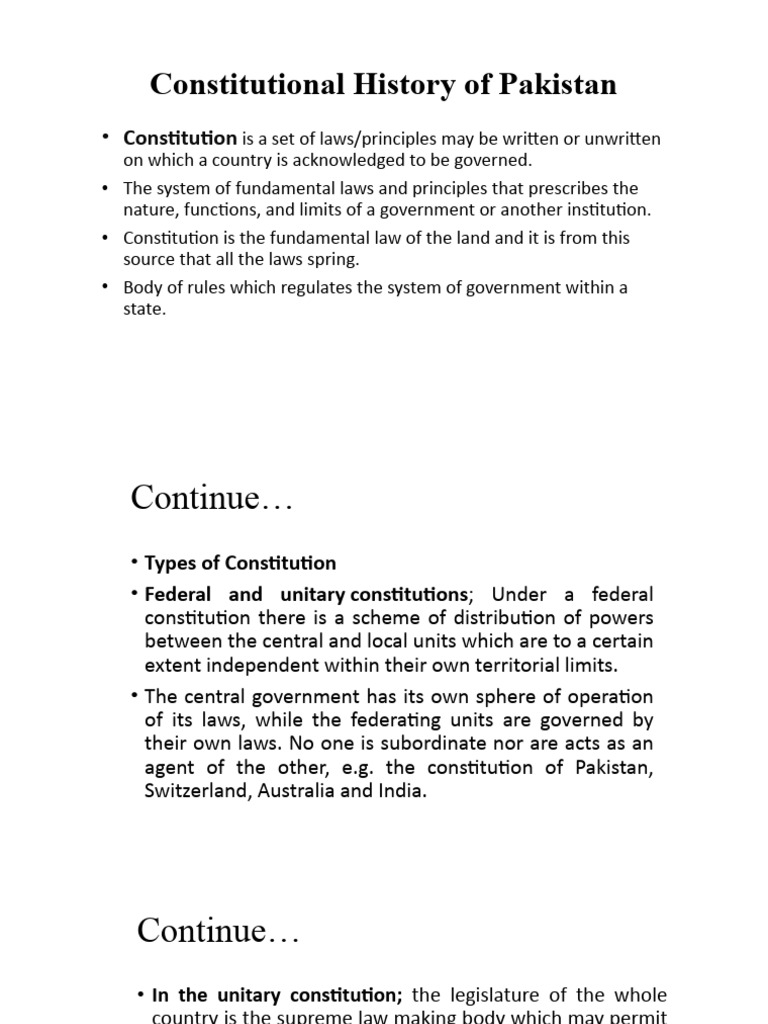 Constitutional History of Pakistan | PDF