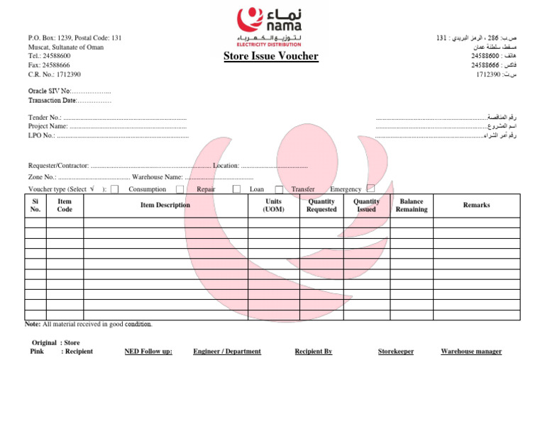 Nedstore Store Issue Voucher | PDF