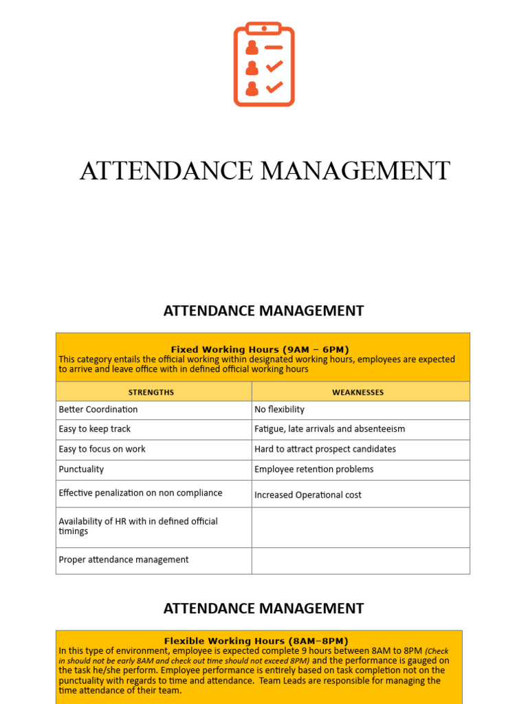 Attendance Management Policy | PDF | Working Time | Business Ethics