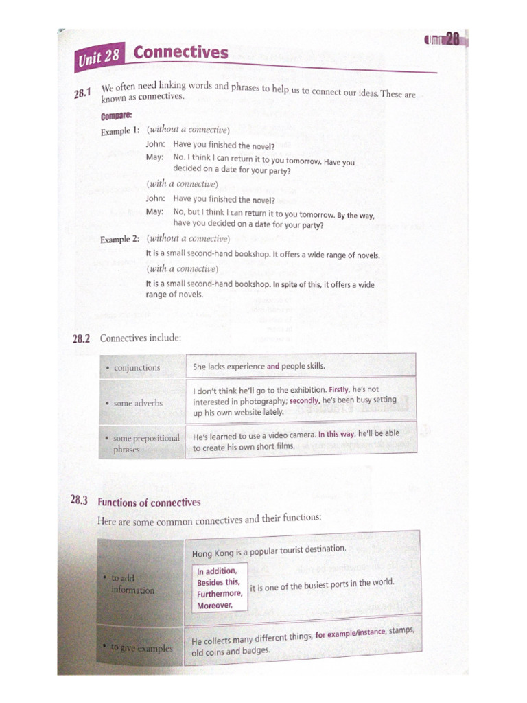 Unit 28 Connectives | PDF