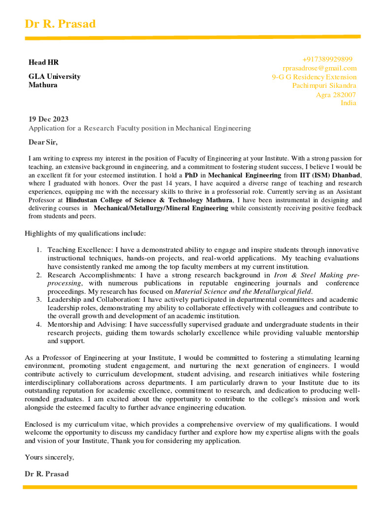 Cover Letter Gla | PDF