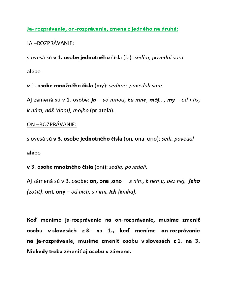 Ja On Rozpravanie Zmeny Priama Rec Nepriama Rec Zmeny Vysvetelenie 6 Na ...