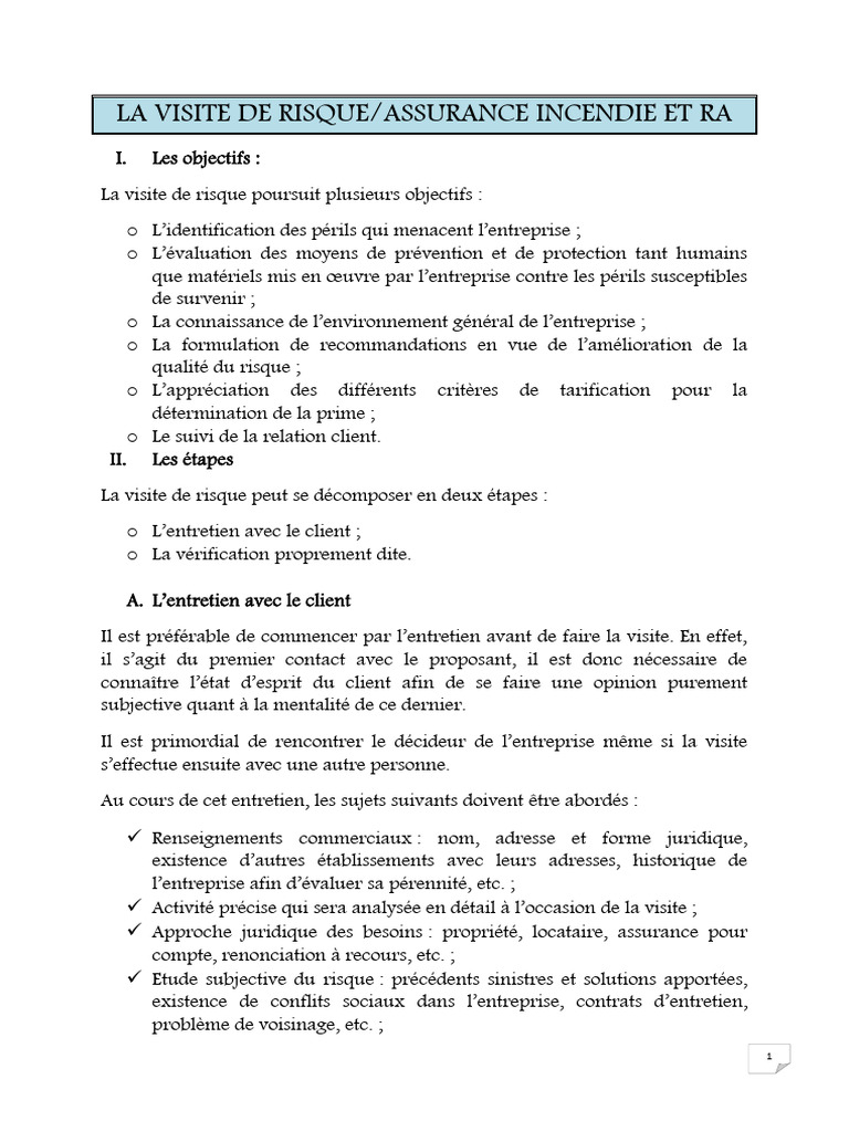 Techniques de Visite de Risque | PDF | Assurance | Risque