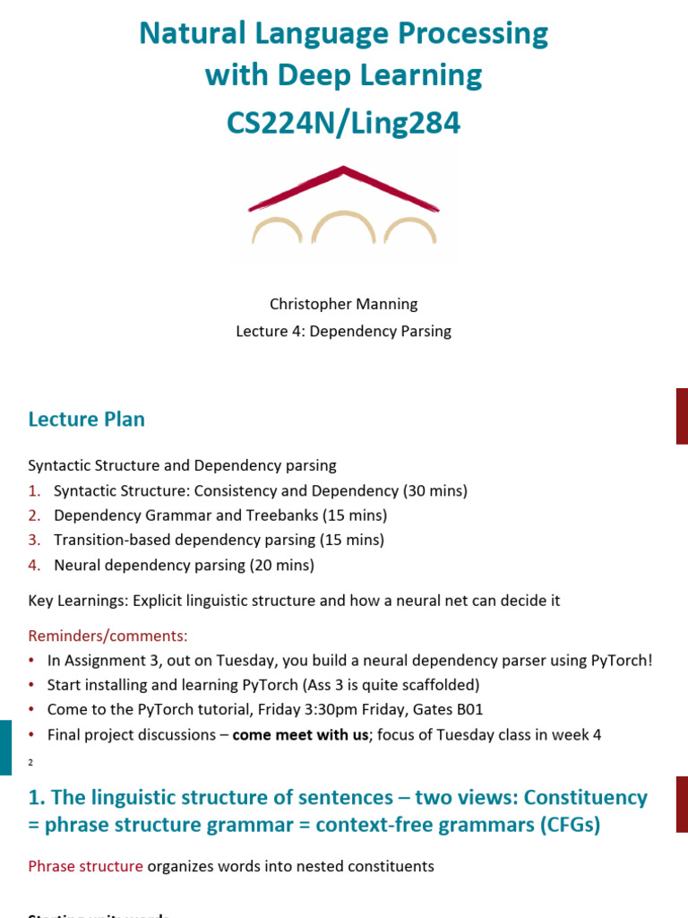 Dependency Parsing Lecture | PDF | Parsing | Syntax