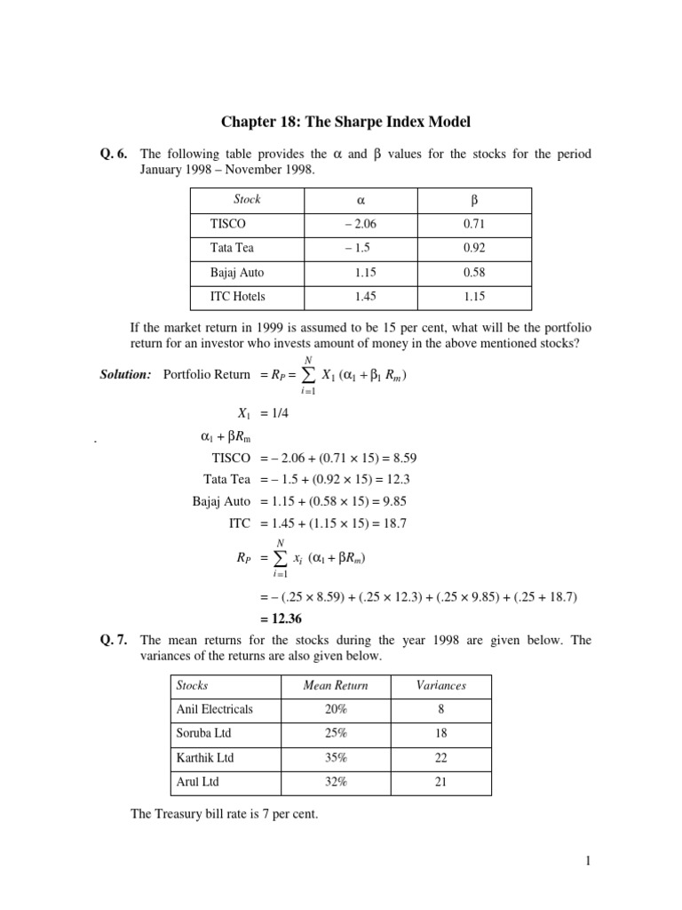 Chapter-18 The Sharpe Index Model | PDF