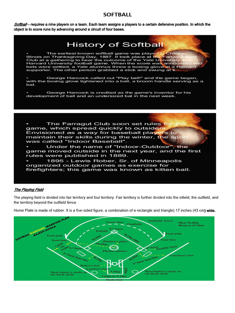 Softball | PDF | Baseball Field | Softball