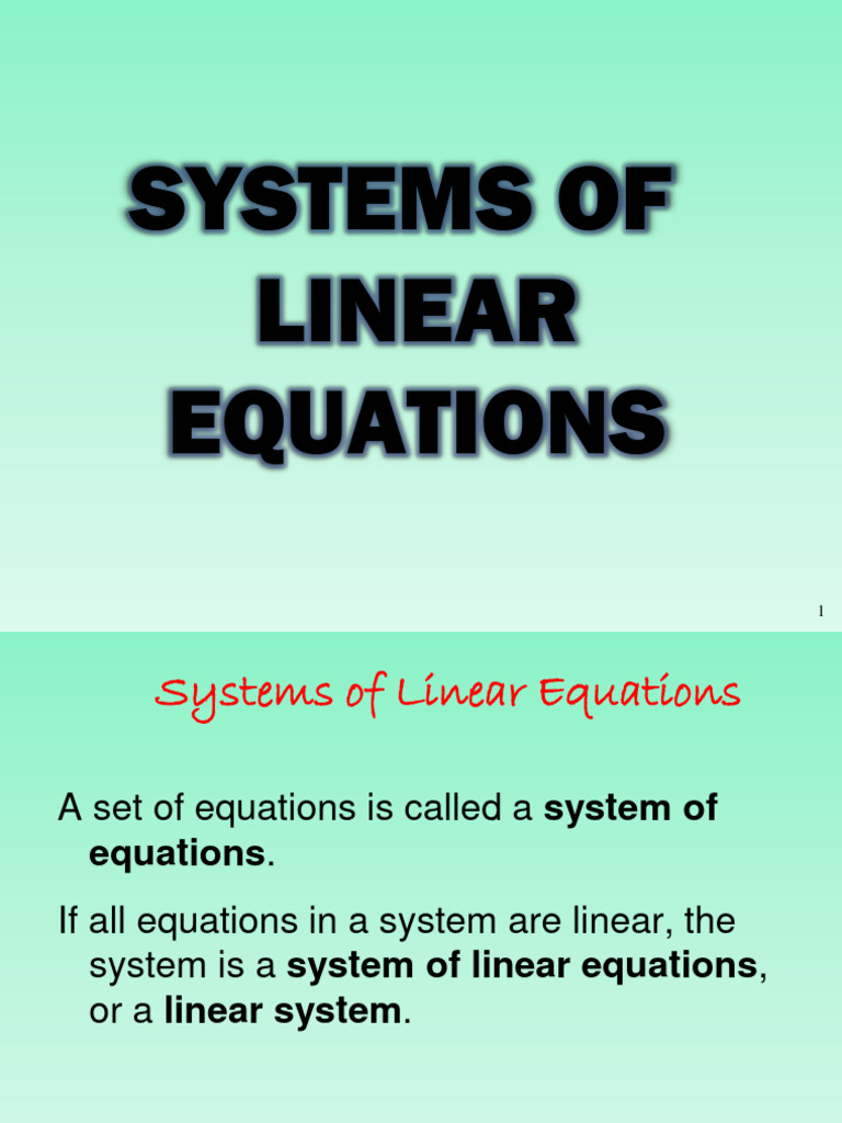 Lesson 2.7 Systems of Linear Equations Intro | PDF