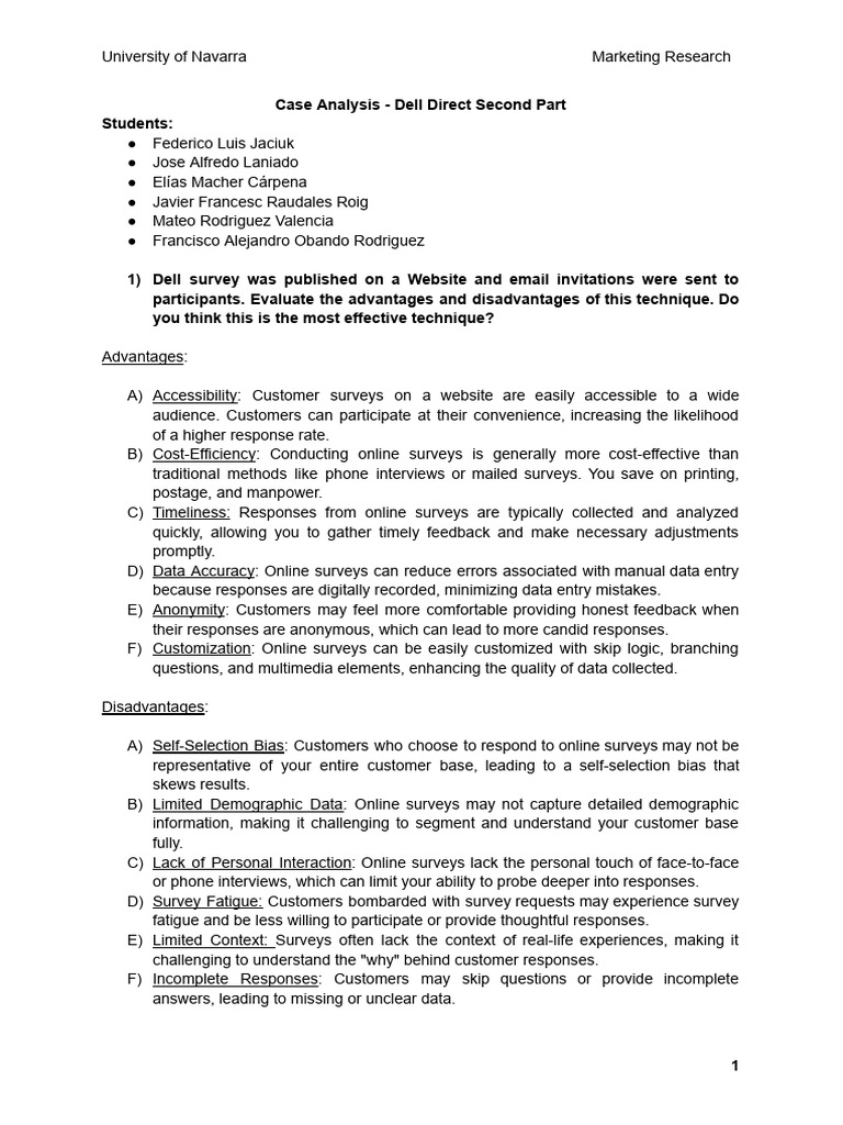 Case Analysis - Dell Second Part | PDF | Survey Methodology | Usability