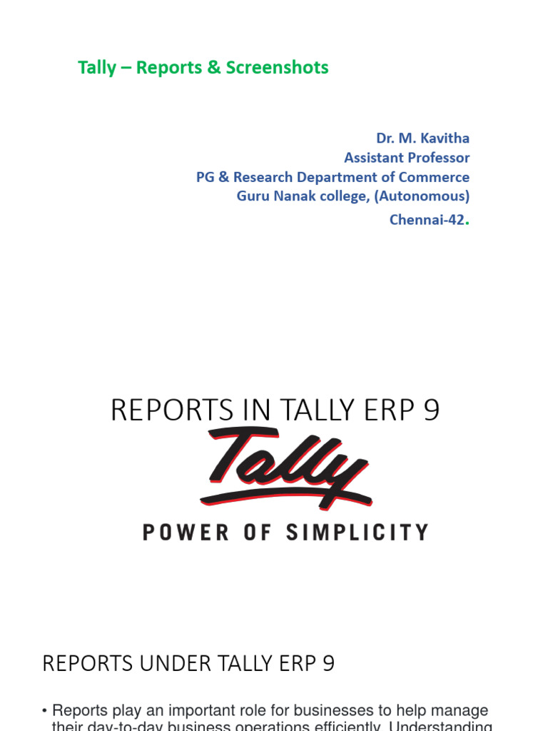Tally ERP 9: Essential Business Reports | PDF | Balance Sheet | Income ...