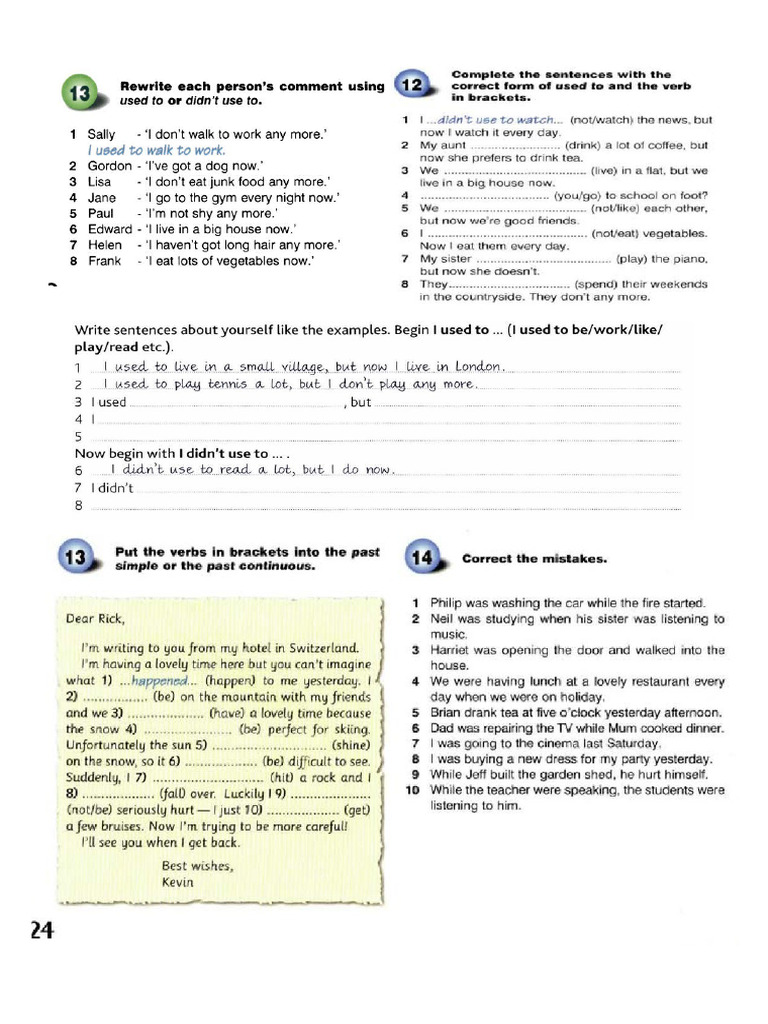 Past Cont and Used To Exercises | PDF