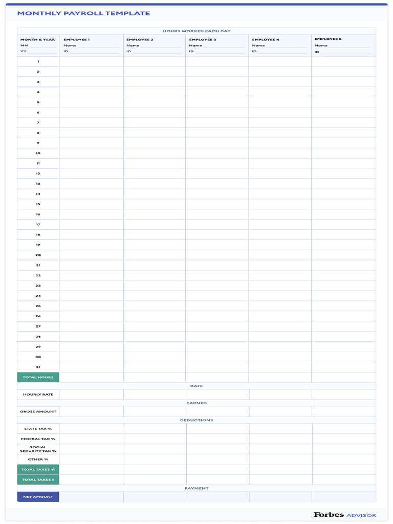 Monthly Payroll Template | PDF