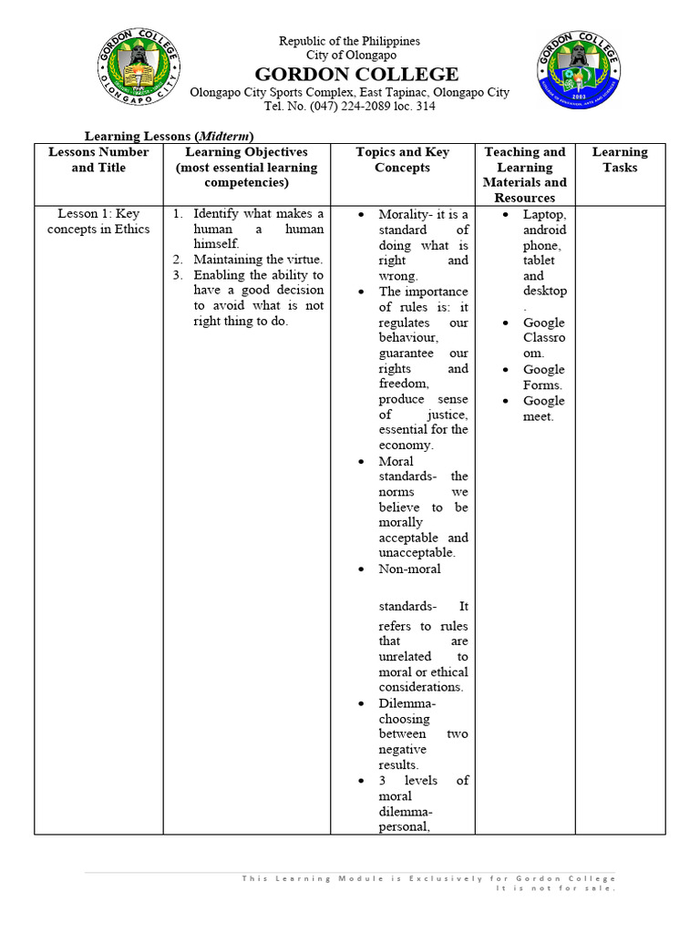Ethics Lessons Finals | PDF