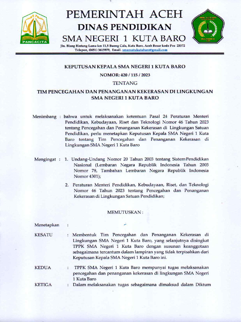 SK TPPK SMAN 1 Kuta Baro | PDF