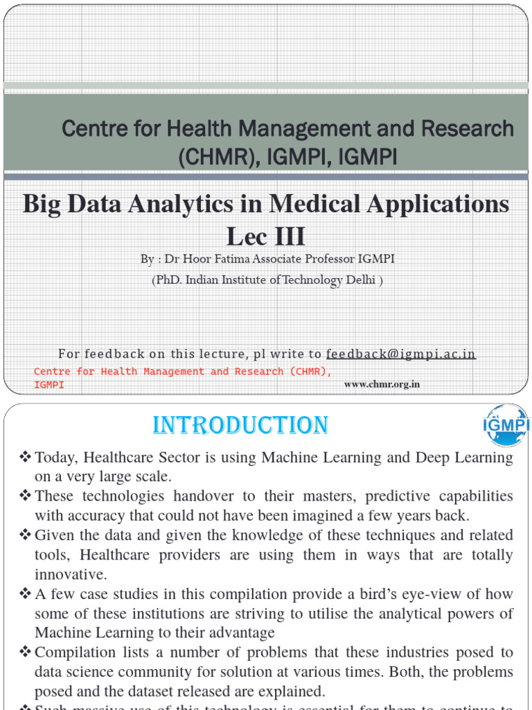 Big Data in Medical Applications Lec III | PDF