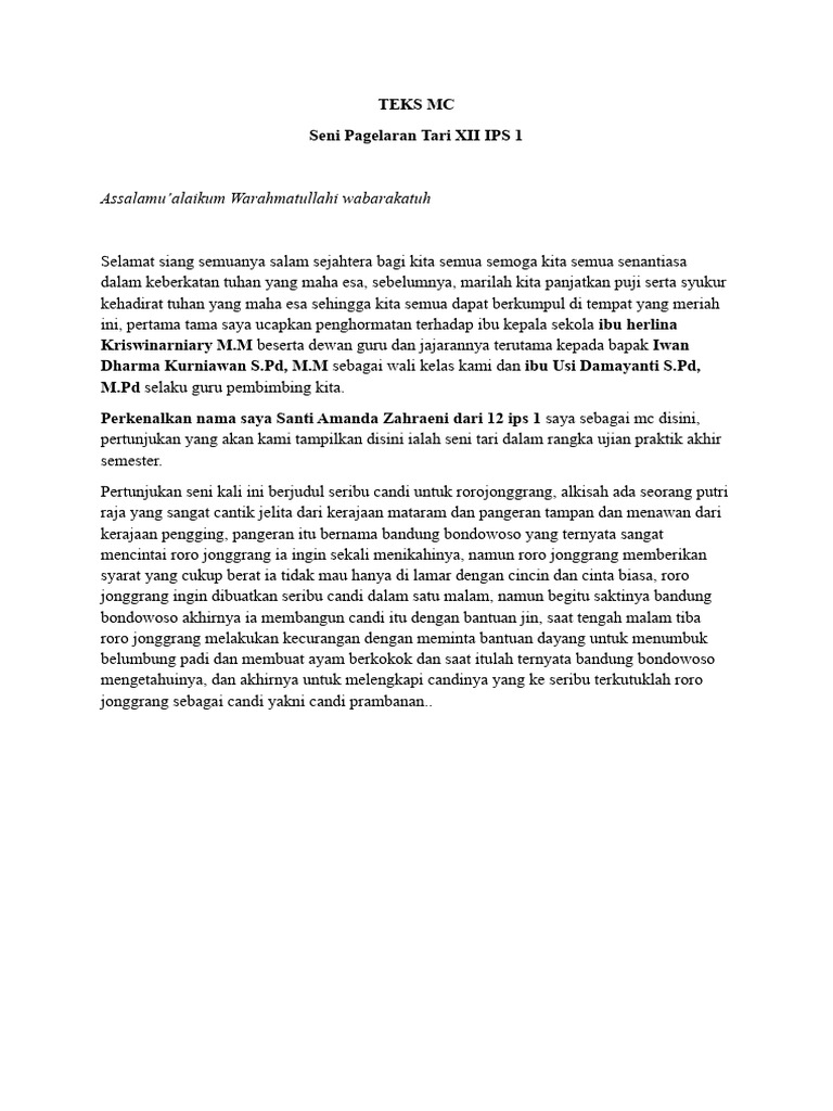 Pagelaran Tari XII IPS 1 | PDF