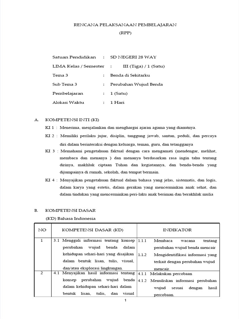 PDF RPP SD Kelas 3 Tema 3 Sub 3 Fix | PDF