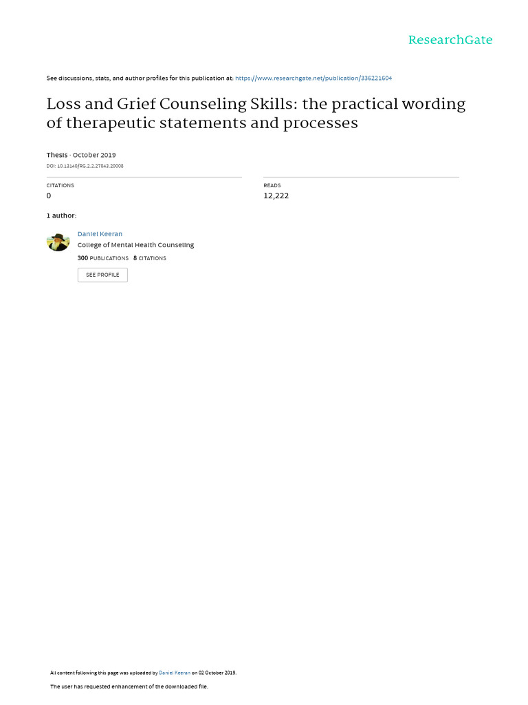 Lossand Grief Counseling Skills Book | PDF | Grief | Anger