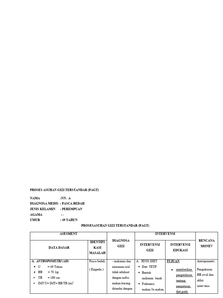 PAGT Pasca Bedah | PDF
