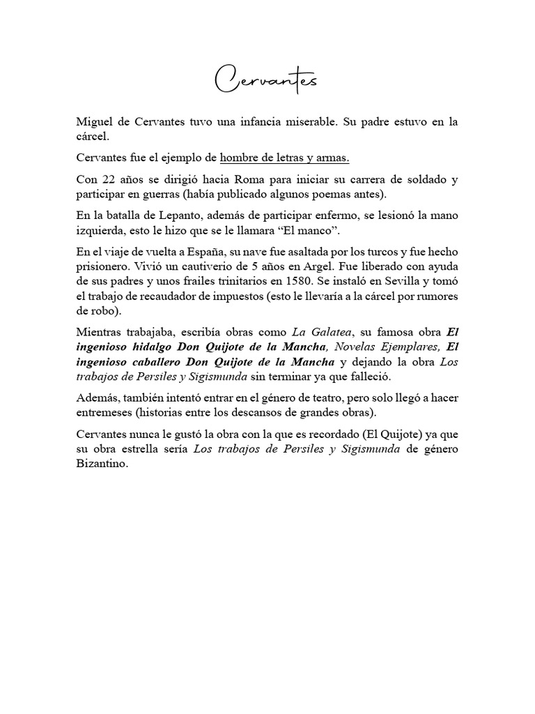 Don Quijote y Cervantes | PDF | Miguel De Cervantes | Don Quijote