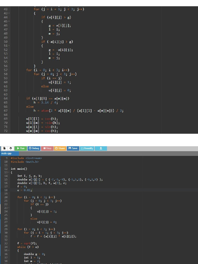 Jacobi Rotation Method C++ Code | PDF