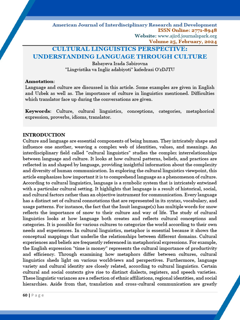 Cultural Linguistics in Translation | PDF
