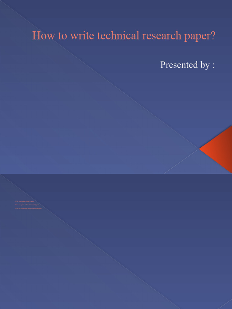 How To Write Technical Research Paper | PDF