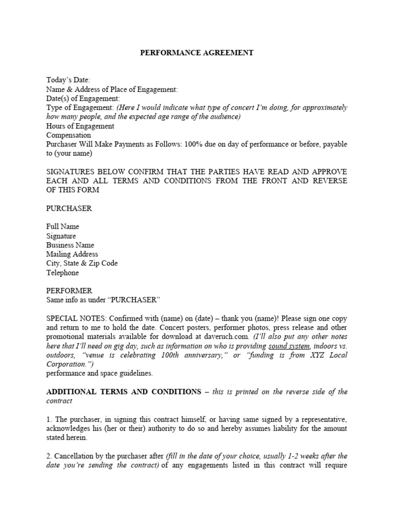 Performance Agreement - Dave Ruch Sample | PDF | Justice | Crime & Violence