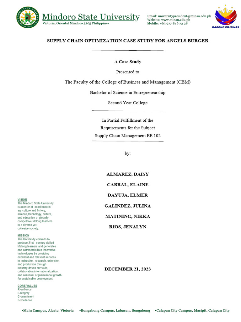 Angels Burger Supply Chain Strategy | PDF | Marketing | Mathematical ...