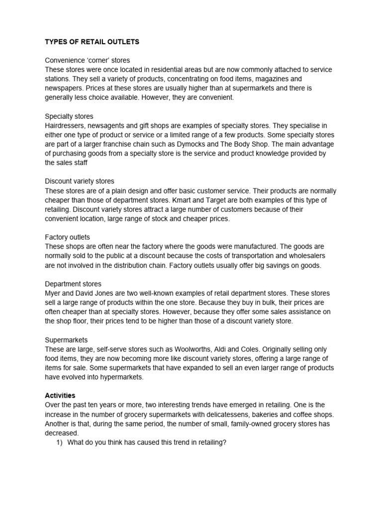 2+. Types of Retail Outlets-1 | PDF