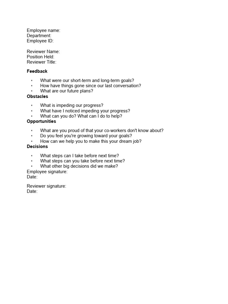 GOOD Performance Review Template | PDF GOOD Performance Review Template | PDF