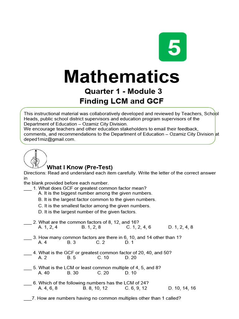 Math 5 Mod 3 | PDF | Arithmetic | Elementary Mathematics