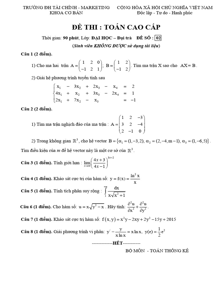 De Thi TCC 02 DT | PDF