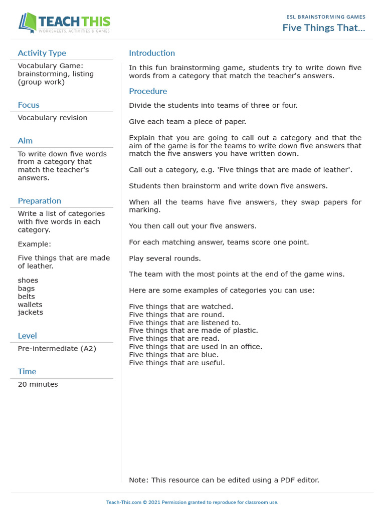 Five Things That | PDF | Cognition | Applied Linguistics