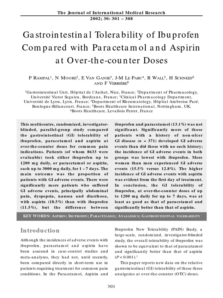 Ibuprofen vs Aspirin: GI Tolerability Study | PDF | Aspirin | Health Care