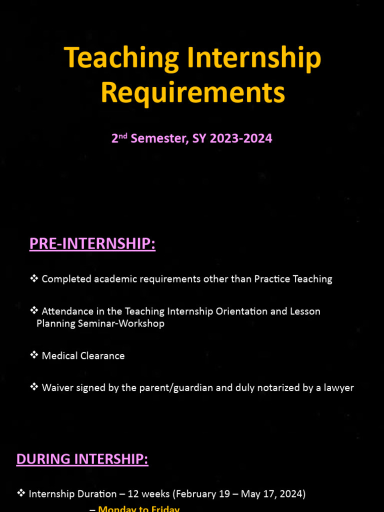 Teaching Internship Requirements Feb 2024 | PDF | Lesson Plan | Teachers
