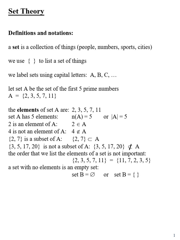 Lecture - Sets | PDF | Empty Set | Logic