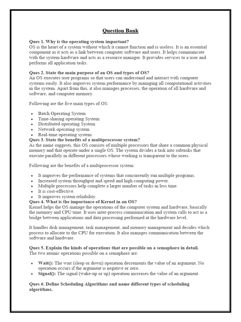 OS Question Bank | PDF | Process (Computing) | Scheduling (Computing)
