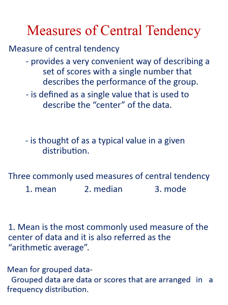 Understanding Central Tendency Measures | PDF | Mode (Statistics ...