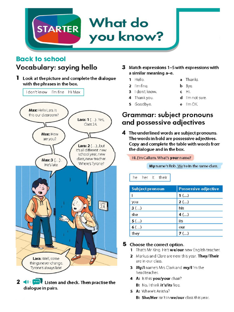 Welcome Unit Pre Teens 2 | PDF